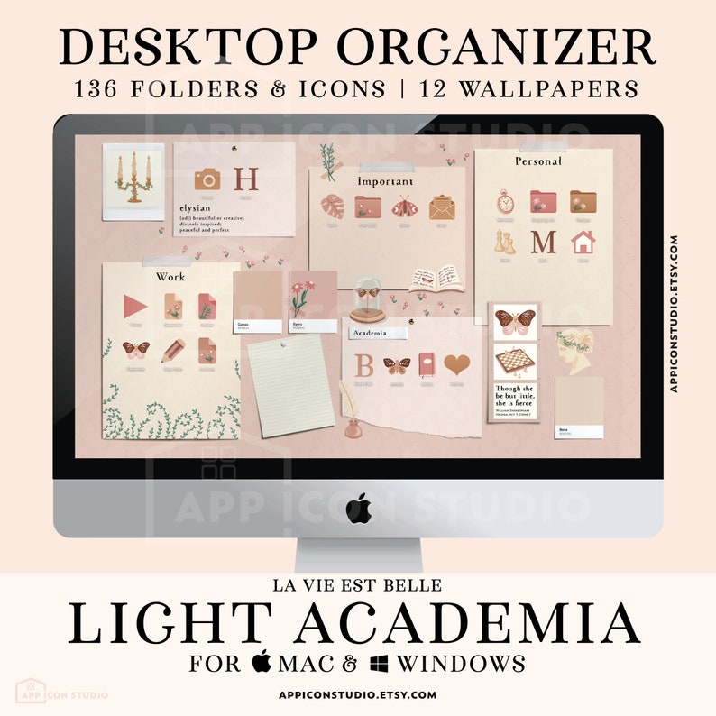 Mac Desktop Organizer Academia Wallpapers Icons and Folders - Etsy