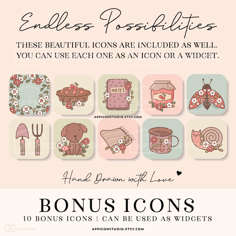 Ios 14 Ae Theme Cottagecore Icon Widget Bundle for iPhone iPad Android ...