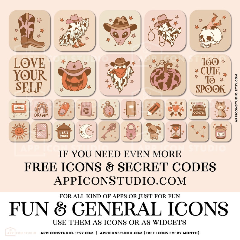Western Icons Halloween Cute Ghosts App Icons for Ios 14 Halloween Fall ...