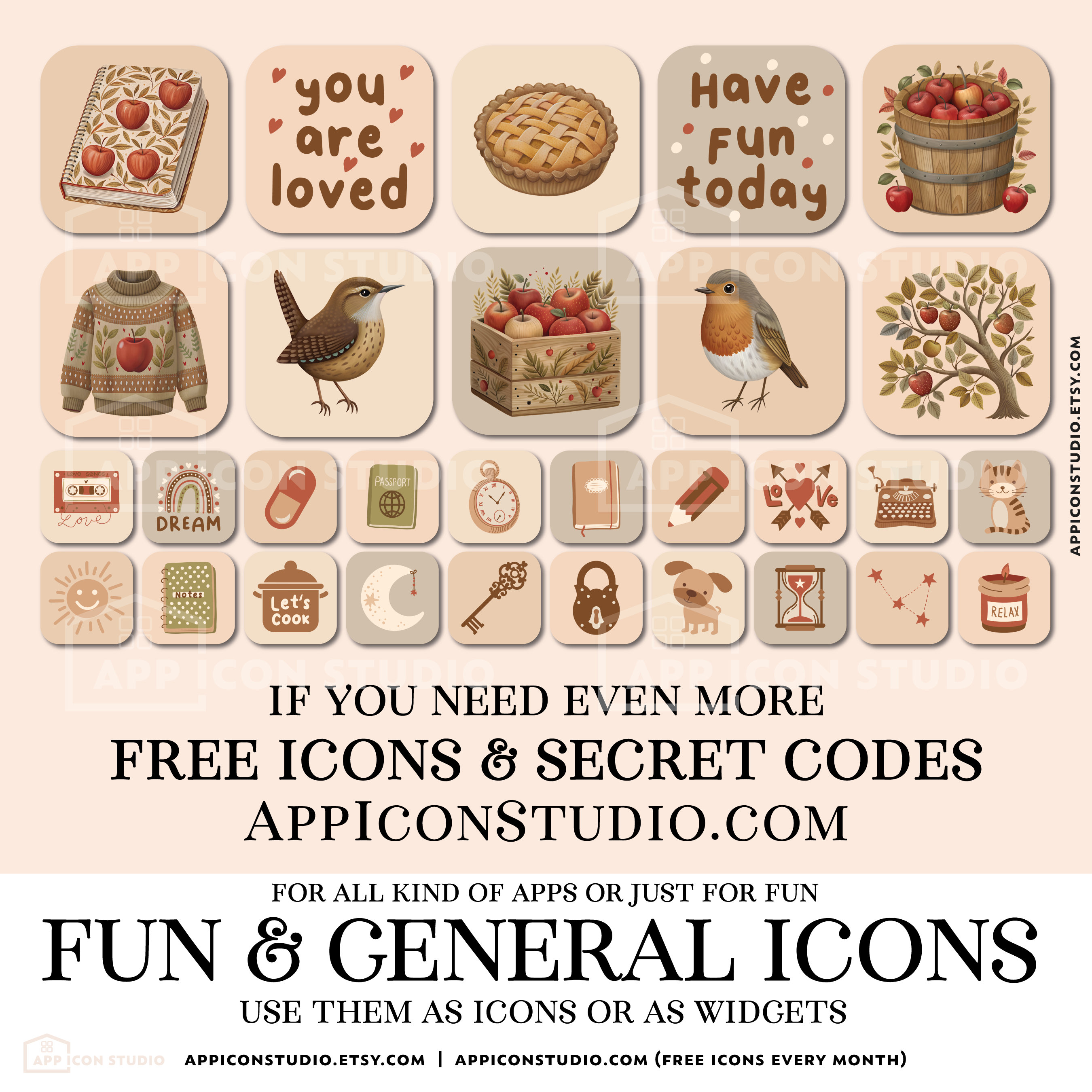 Apple App Icons Fall Farmhouse Cute Ios Icons Pack Fall Farm Phone ...