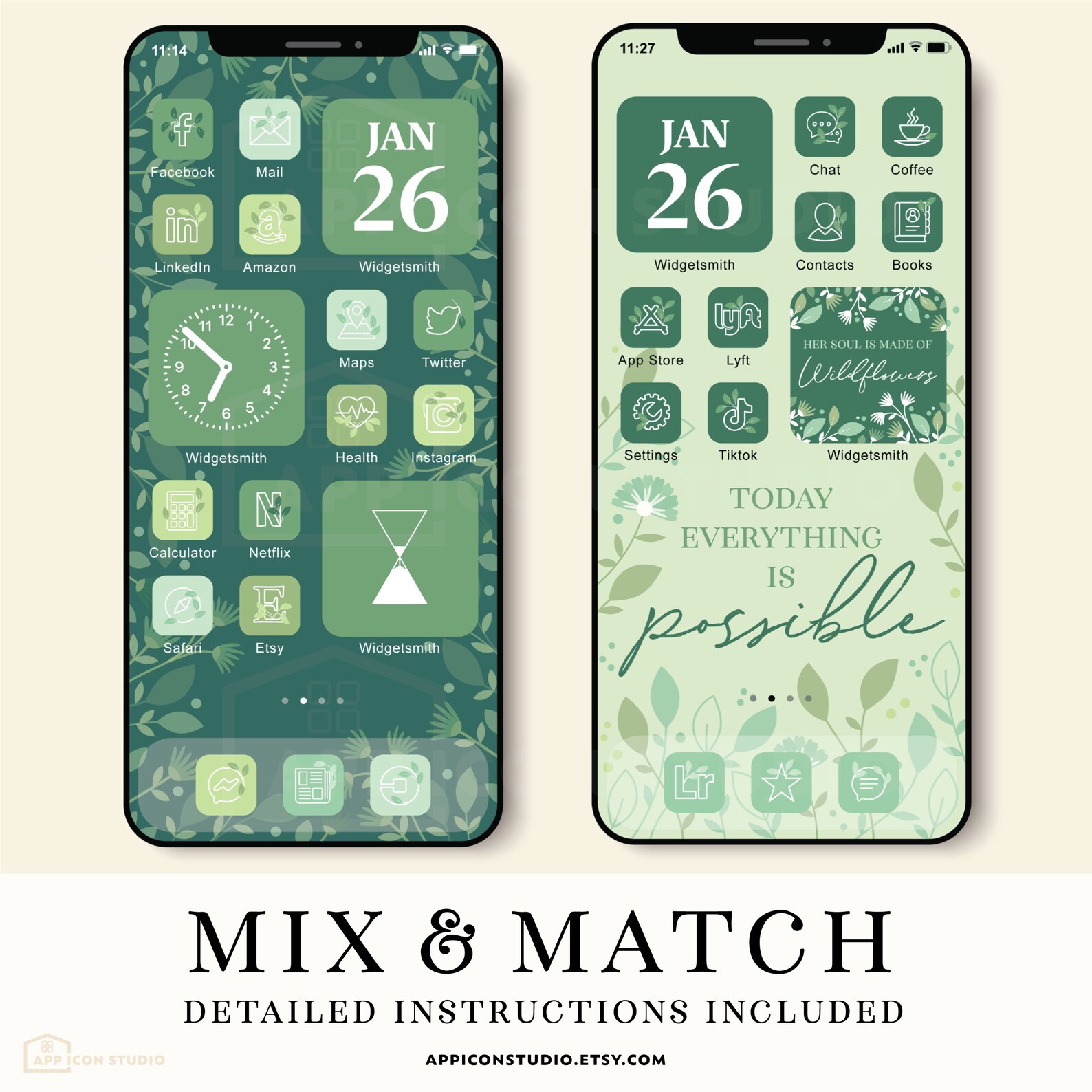 Ios 14 Green App Icons Aesthetic Icon Pack for Iphone App - Etsy