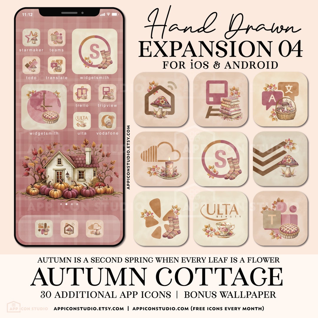 App Icons Fall Ios Icon Pack Autumn Themed Cottagecore Aesthetic Home ...