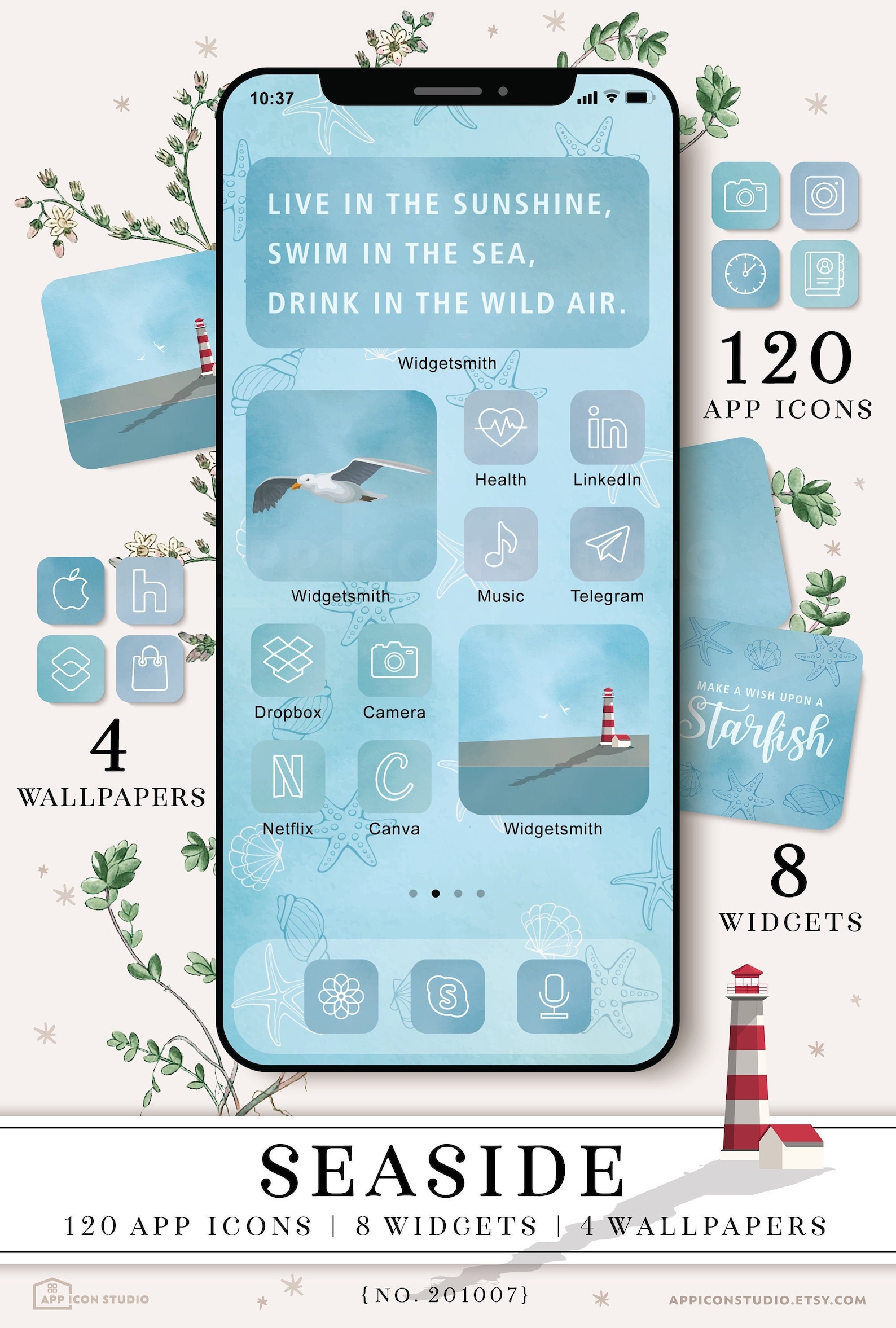 Ios App Icons Ocean Blue App Covers Icons Ios 14 Blue Ios Icon | Etsy