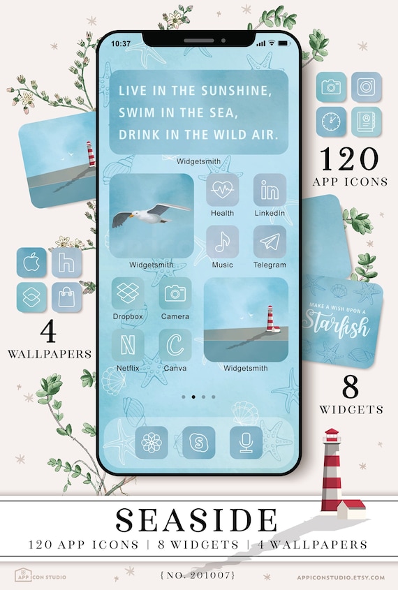 Ios App Icons Ocean Blue App Covers 201007 - Etsy