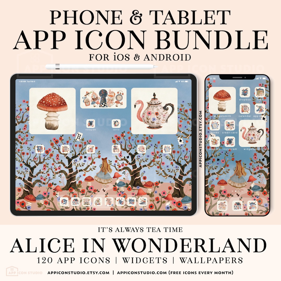 Alice in Wonderland iPhone Icons Phone Wallpaper Aesthetic Widgets and ...