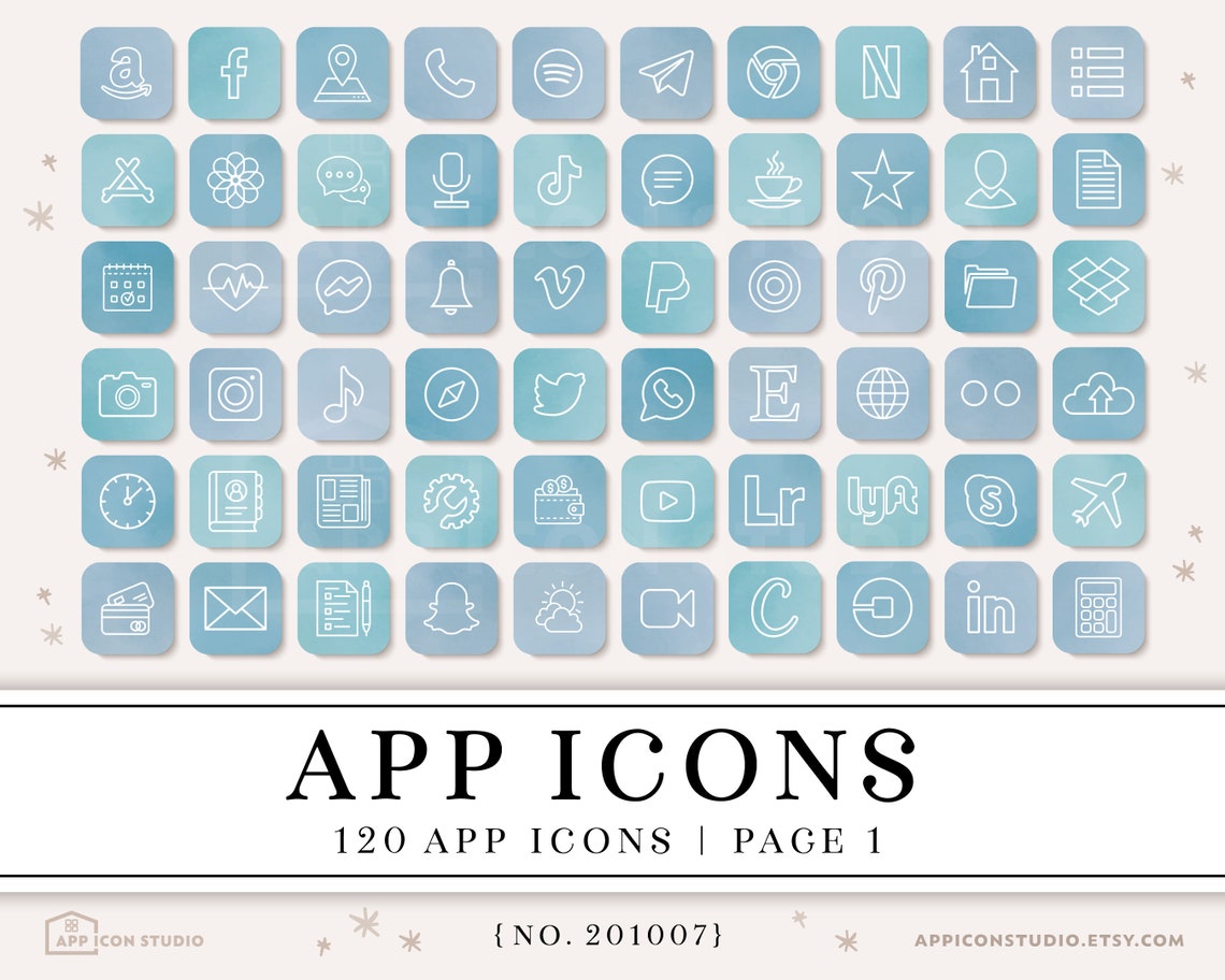 Ios App Icons Ocean Blue App Covers Icons Ios 14 Blue Ios Icon | Etsy