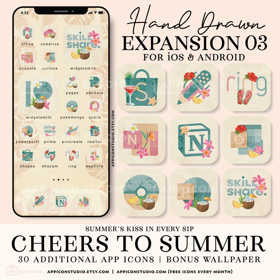 Summer Phone Icons, Cocktail Party Theme Ios App Icon Pack, Summer ...