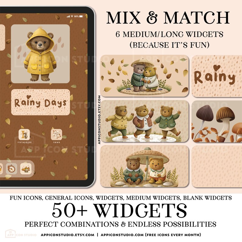 Ios Icons iPad Theme for Rainy Day in Fall Ios Aesthetic App Icons ...