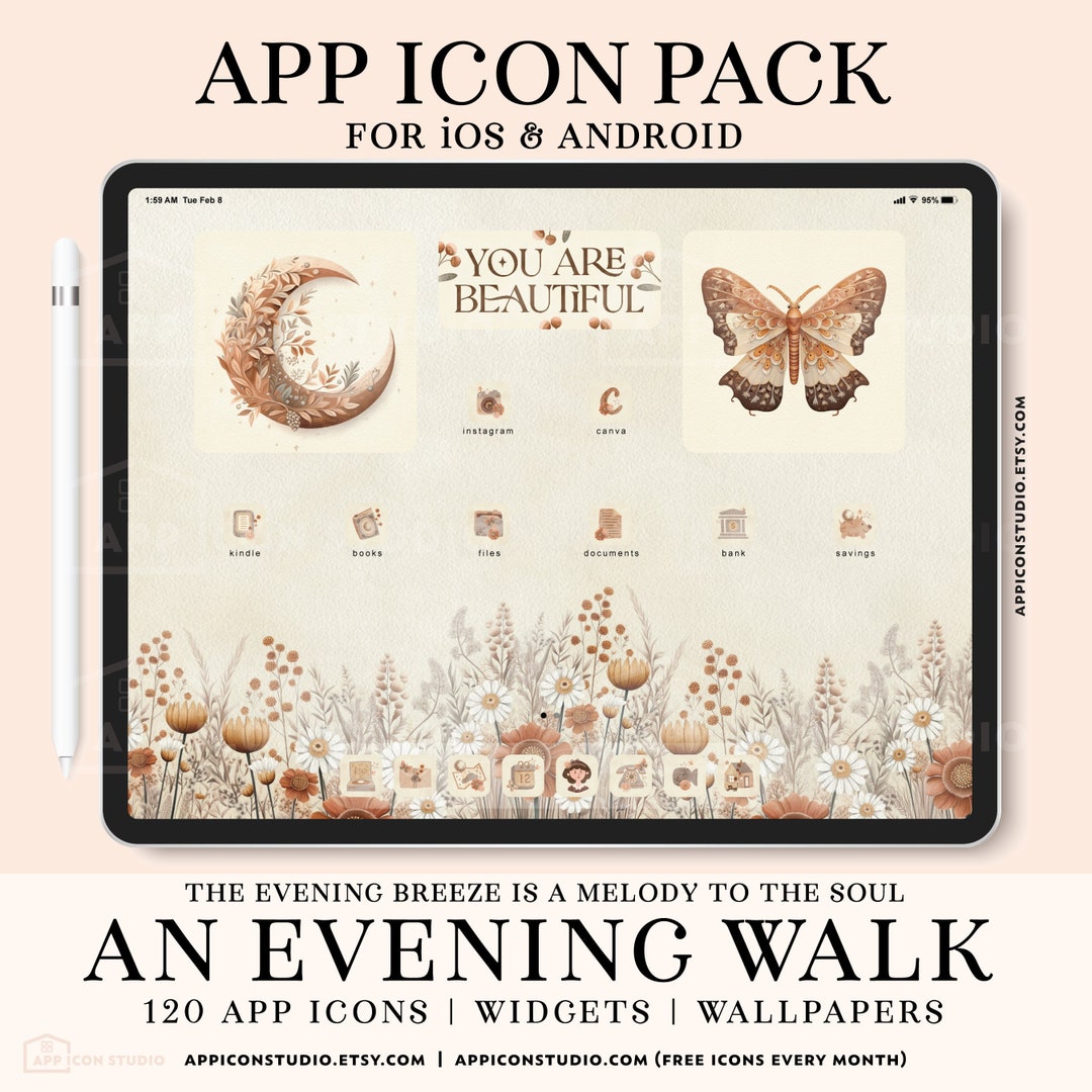 Beige and Brown Boho Icon Pack for Ios, Android and Tablet, Wallpapers ...