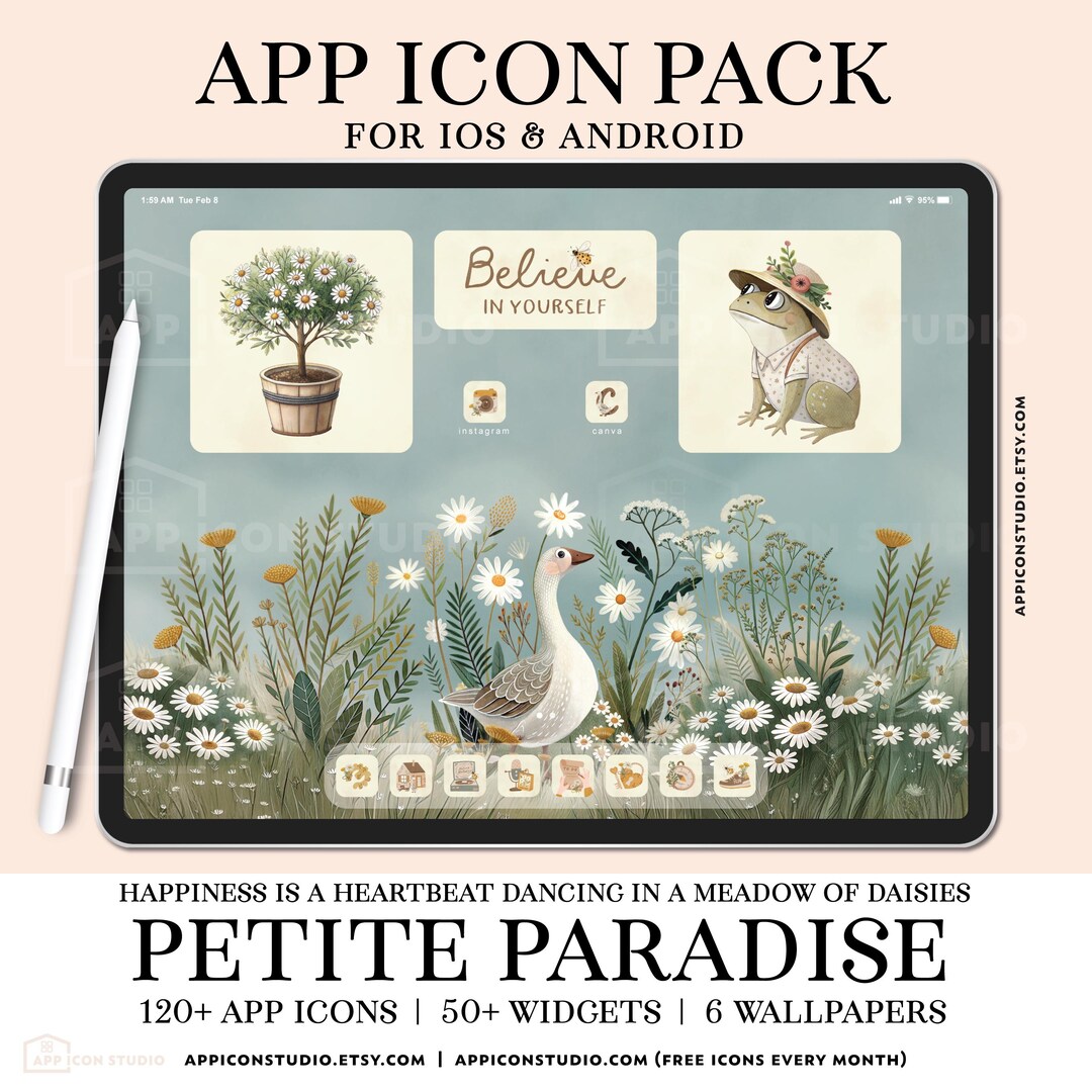 Cute Spring Icons Ios iPad Theme Cottagecore App Icon Pack Tablet Icons ...
