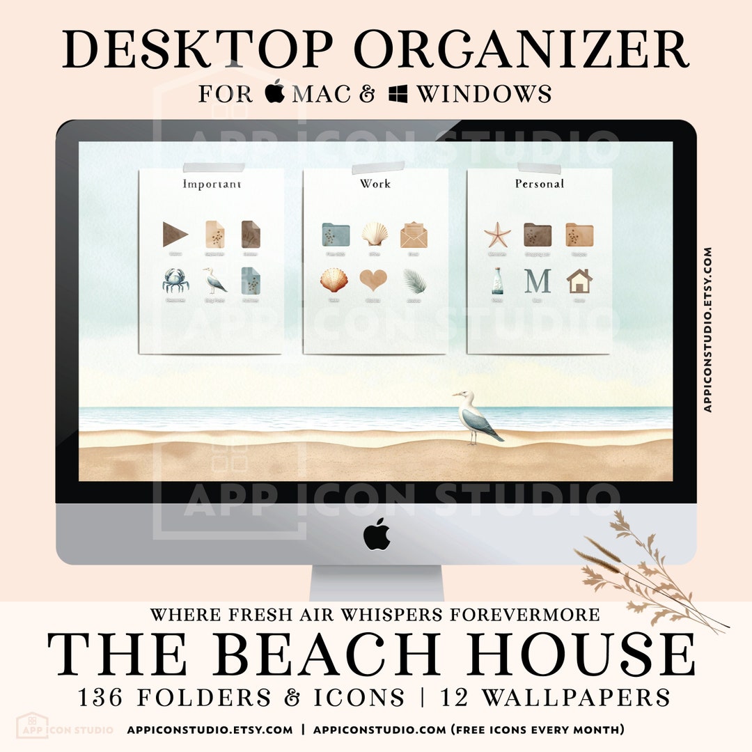 Summer Themed Desktop Organizer Wallpaper With Folder Icons, MacBook ...