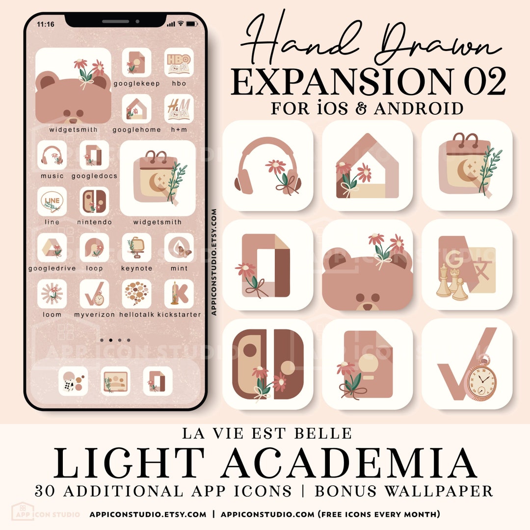 Light Academia App Icons for Ios and Android in Neutral Tones ...
