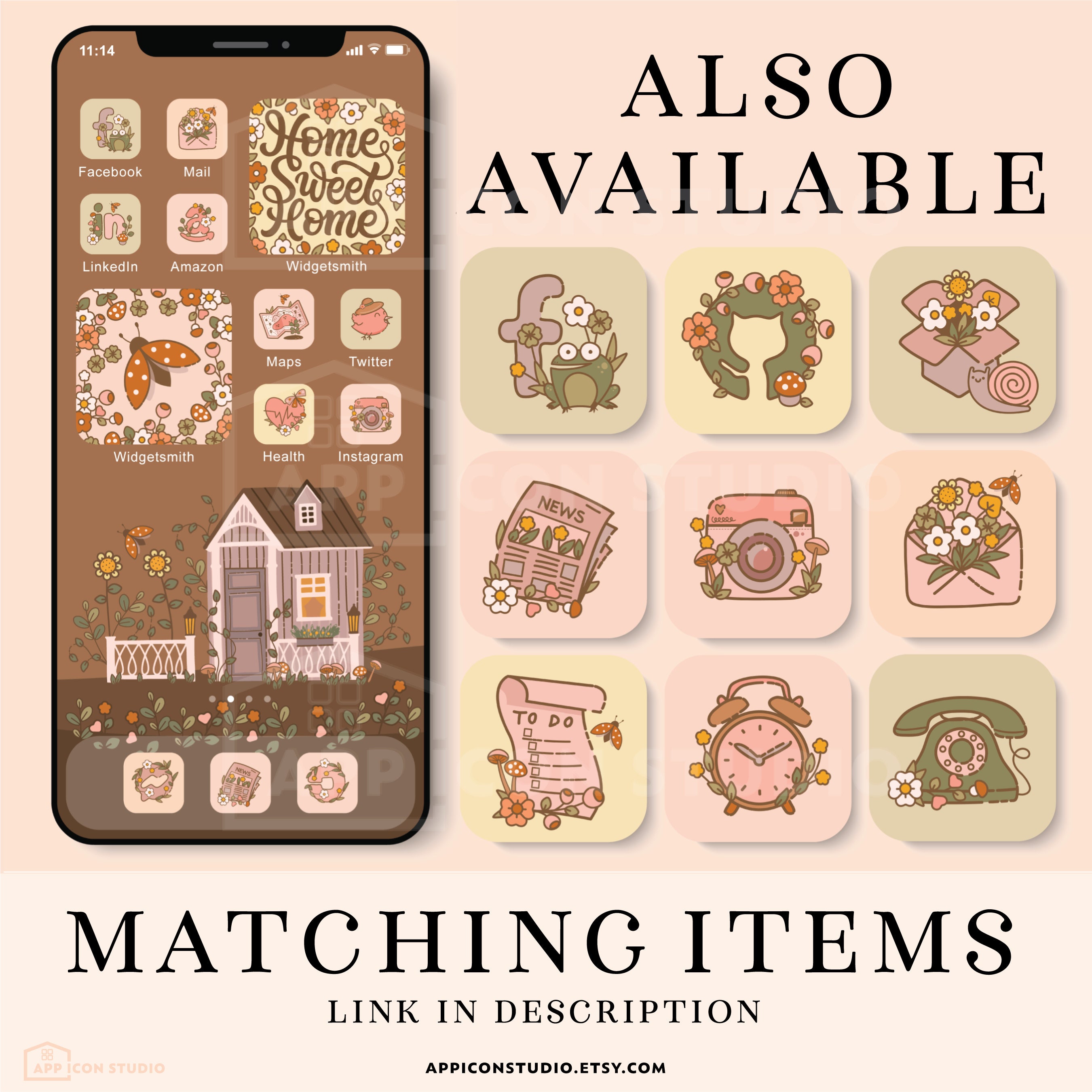 Cottagecore Ios 14 Icons Aesthetic, iPhone Widgets Cute Cottagecore App ...