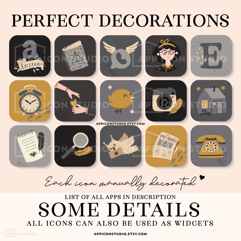 Wizard Iphone App Icons Yellow Wizarding Ios Icons Wizards - Etsy