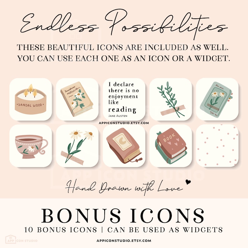 Book Lover App Icons Bookworm Ios Icons Iphone Icons for - Etsy