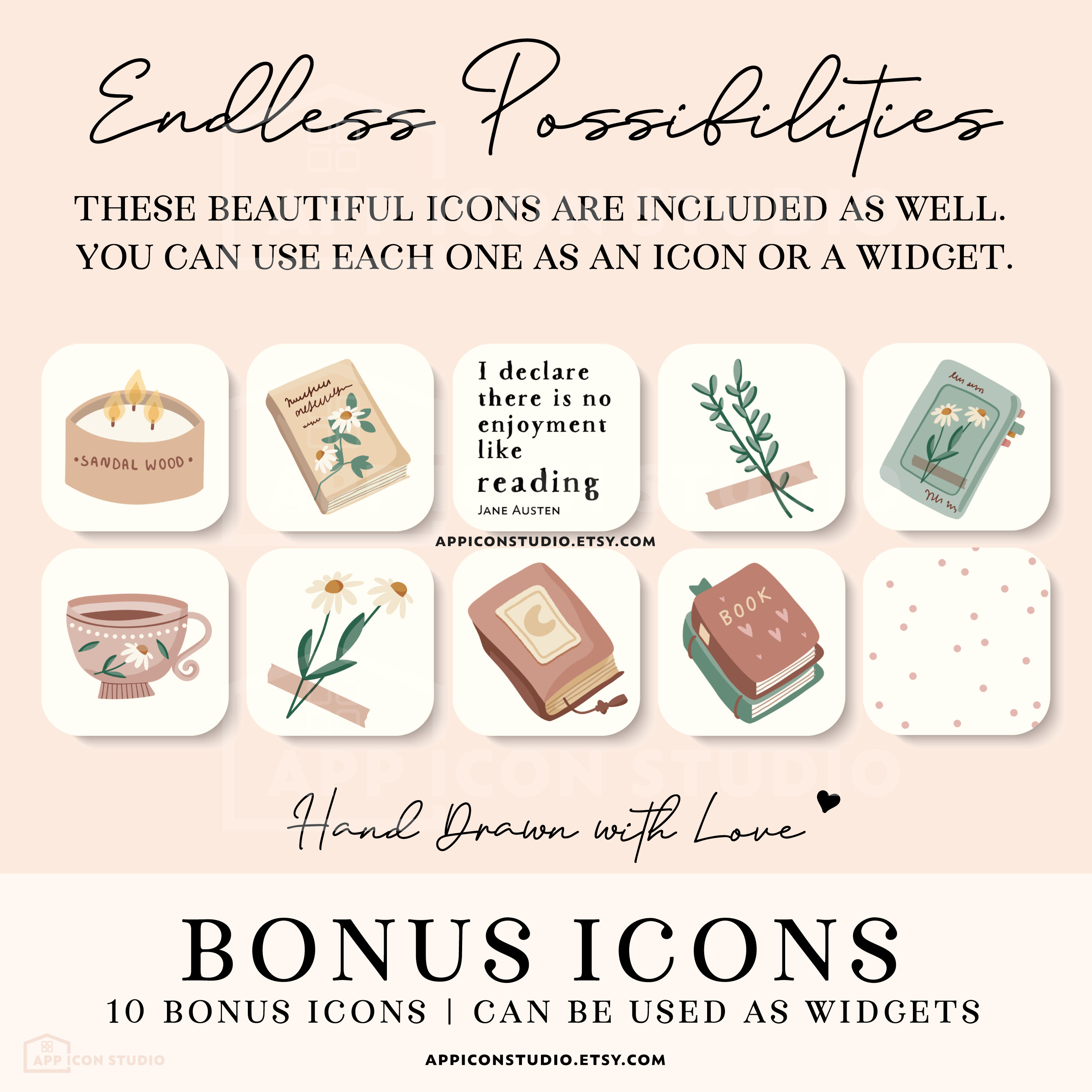 Book Lover App Icons Bookworm Ios Icons Iphone Icons for - Etsy Canada