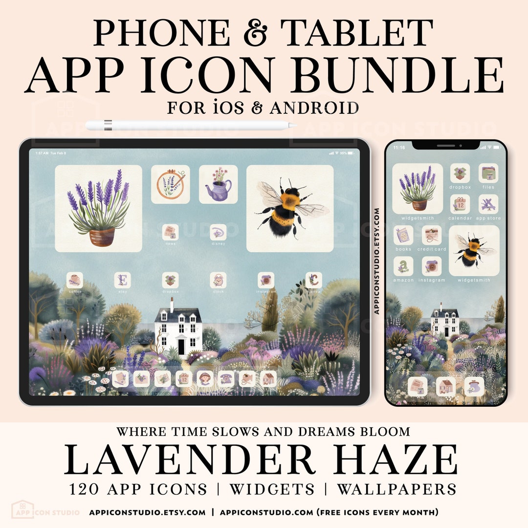 Purple iPhone Icons Lavender iPad and Tablet Icon Pack, App Icon Bundle ...
