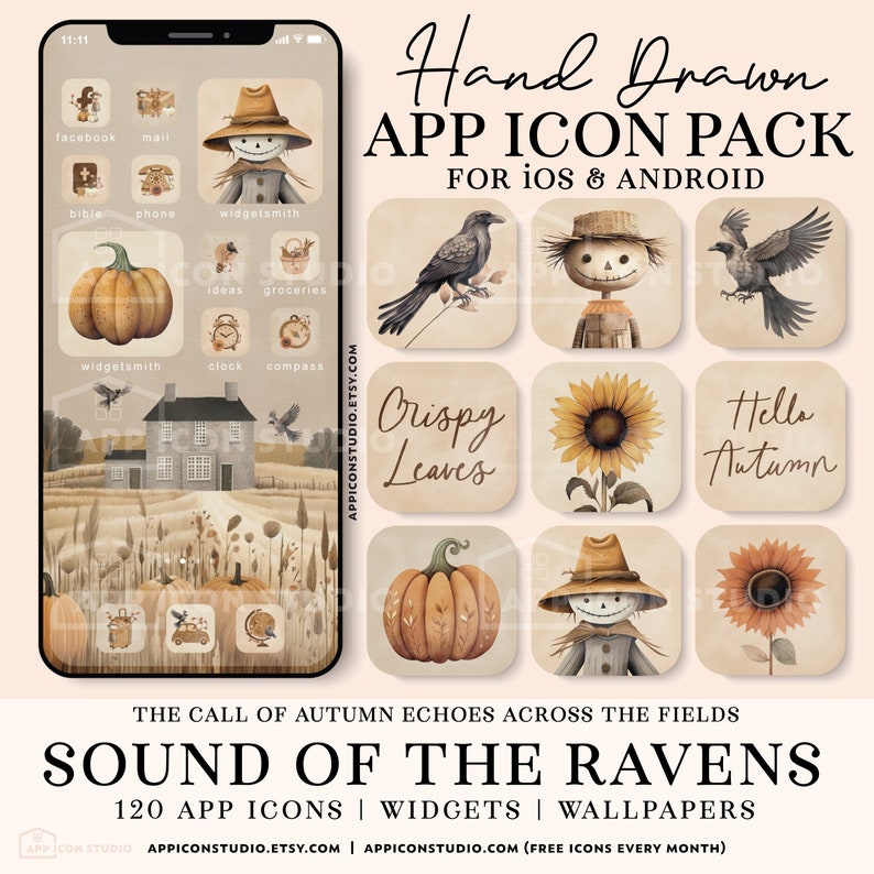 Cozy Fall App Icon Set Autumn Aesthetic Ios App Icons Custom Home ...