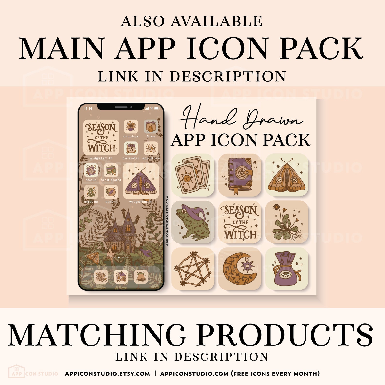 Witchy Icon Pack for Ios and Android Witchcraft iPhone Theme With App ...