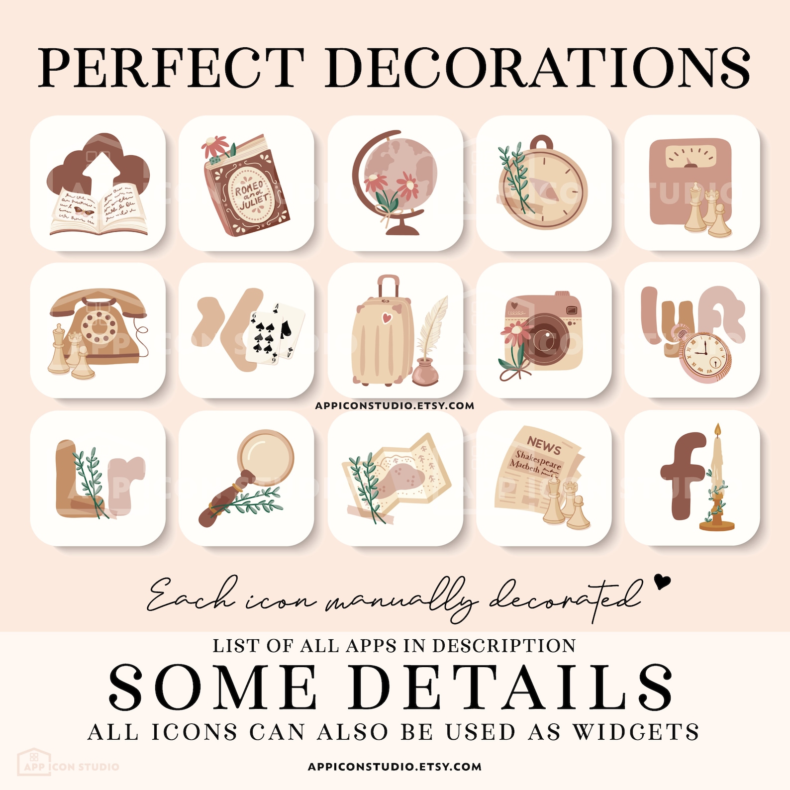 Light Academia Aesthetic IOS 14 Icons Pack Beige Academia Ios - Etsy
