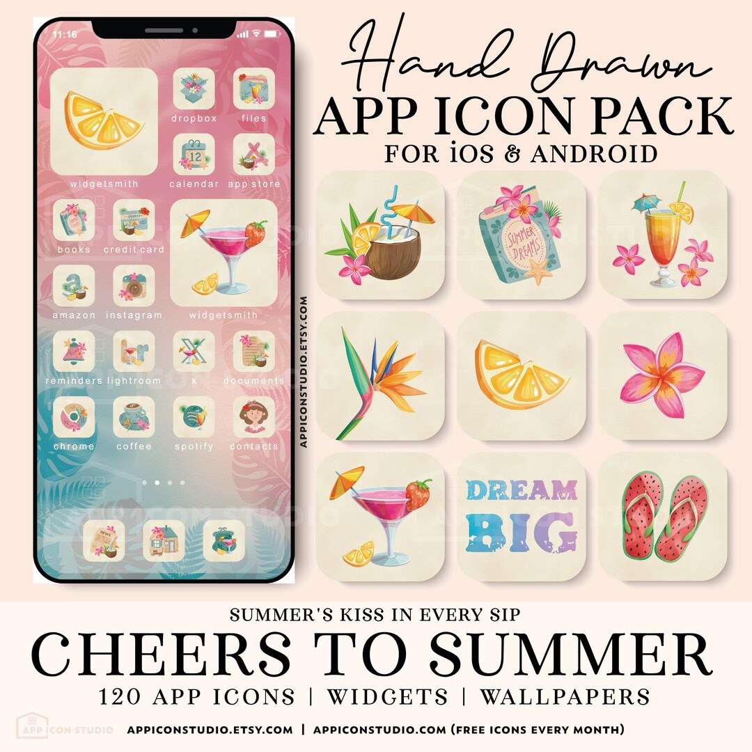 Icons for Ios Pink Icons Summer App Icon Pack for Phone Aesthetic ...