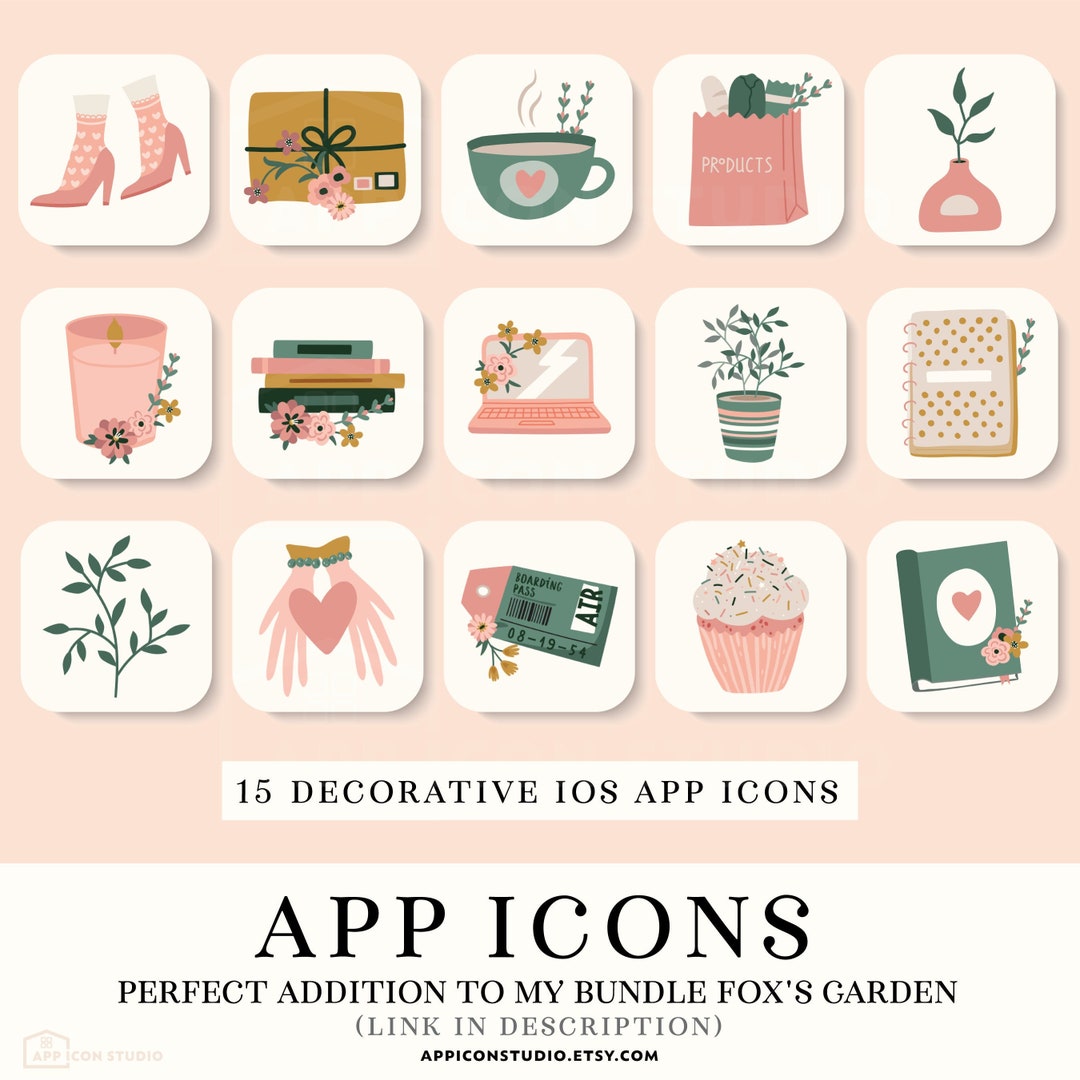 Hand Drawn Phone Icons, Ios 14 Icons, Ios 14 Aesthetic, iPhone Floral ...