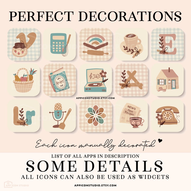Widgets Vintage Kitchencore Aesthetic App Icons Kitchen Ios - Etsy