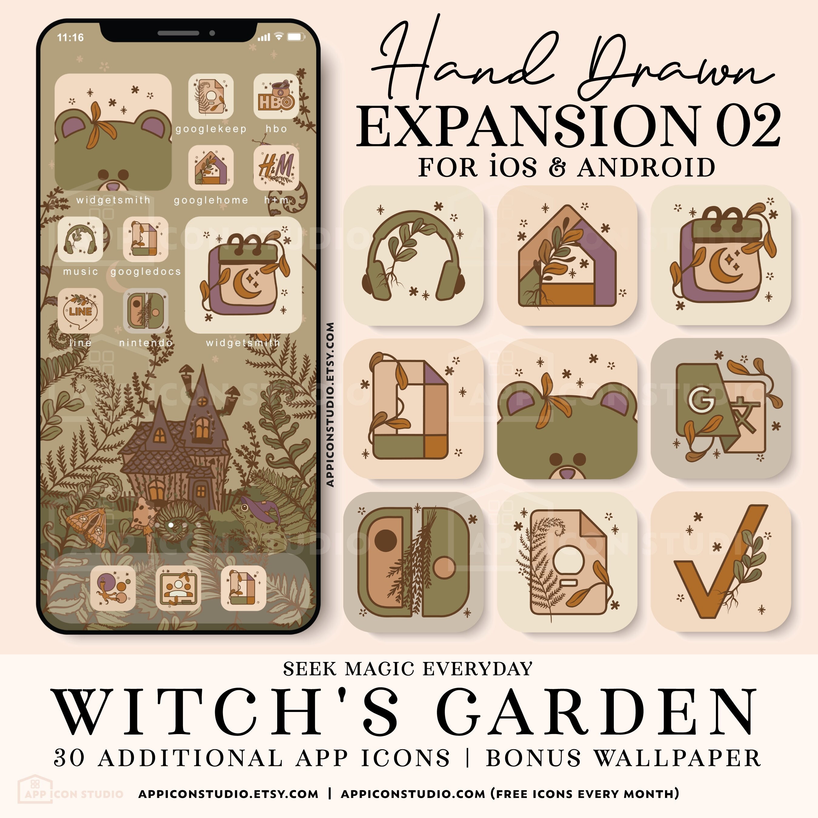 Witchy Icon Pack for Ios and Android Witchcraft iPhone Theme With App ...