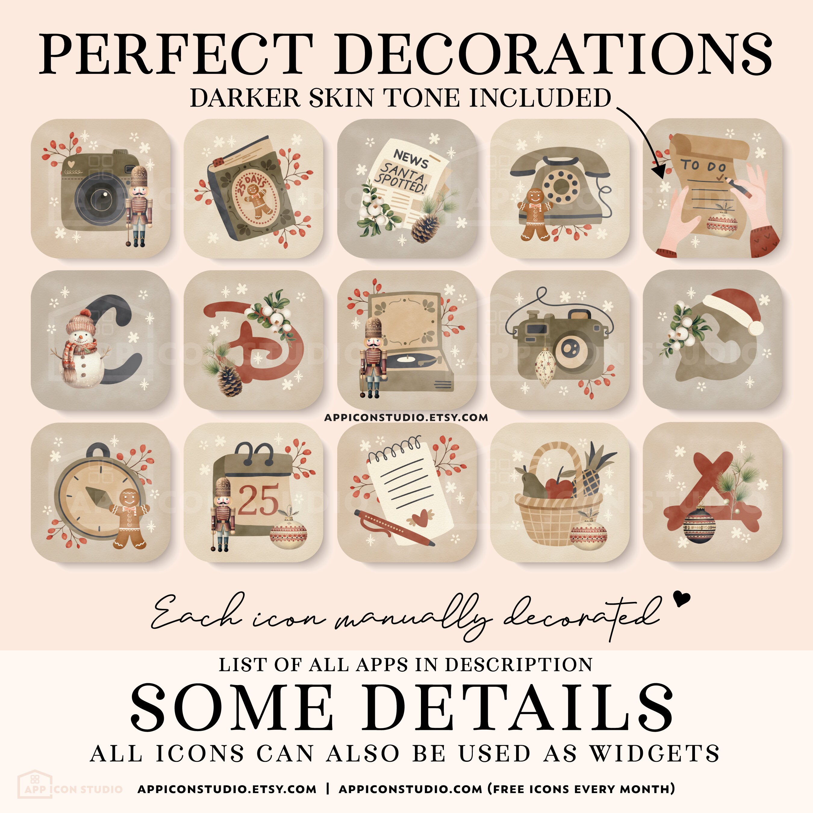 Christmas App Icons, Ios Icons Festive, Aesthetic Christmas Iphone ...
