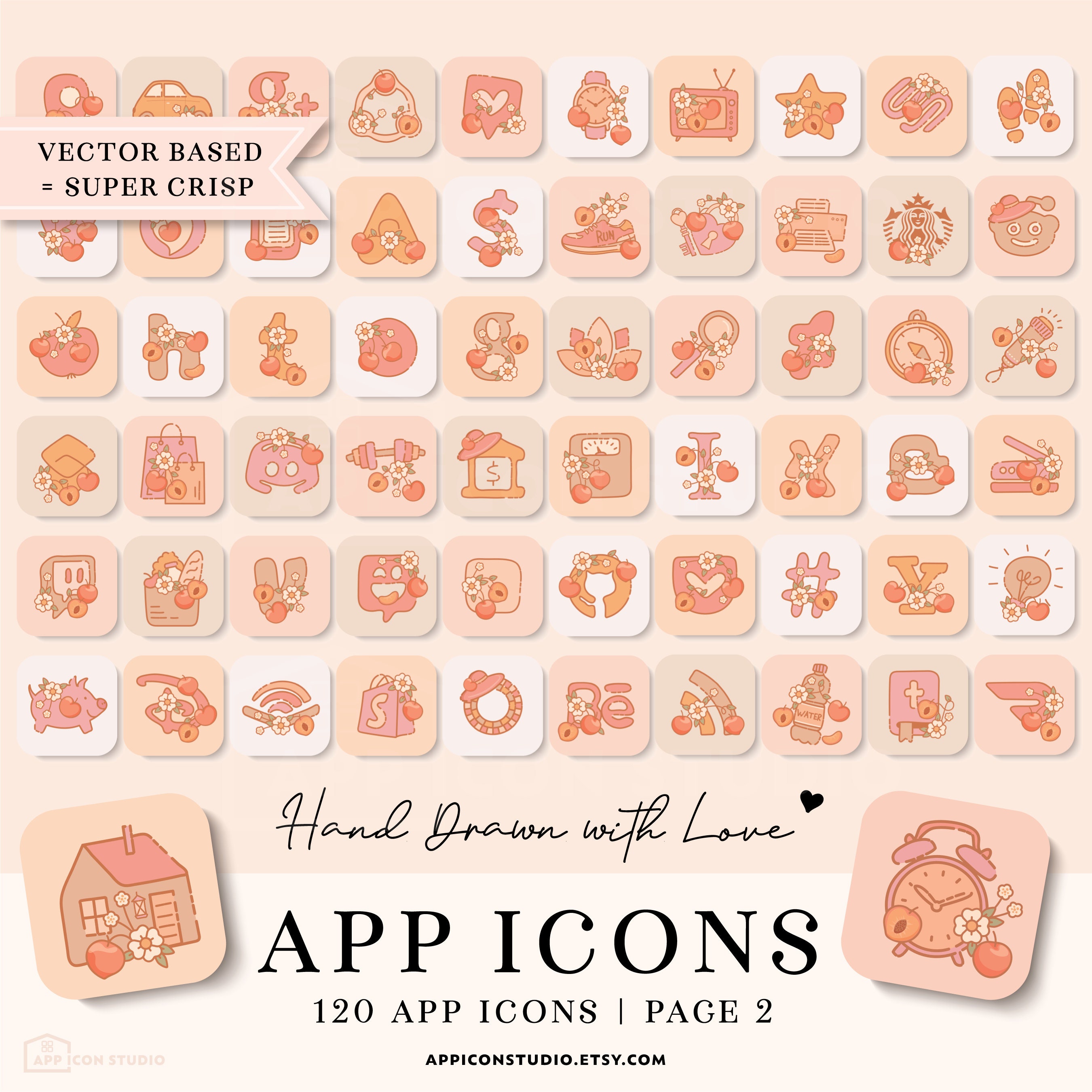 Peach Ios 14 Icons Cottagecore Peach App Icons Summer - Etsy Canada