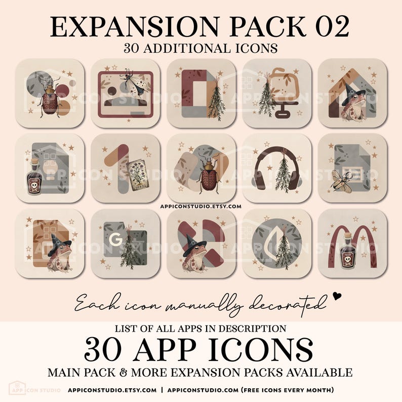 Dark Apothecary App Icon Pack: Pharmacy Theme, Custom Ios Icons ...
