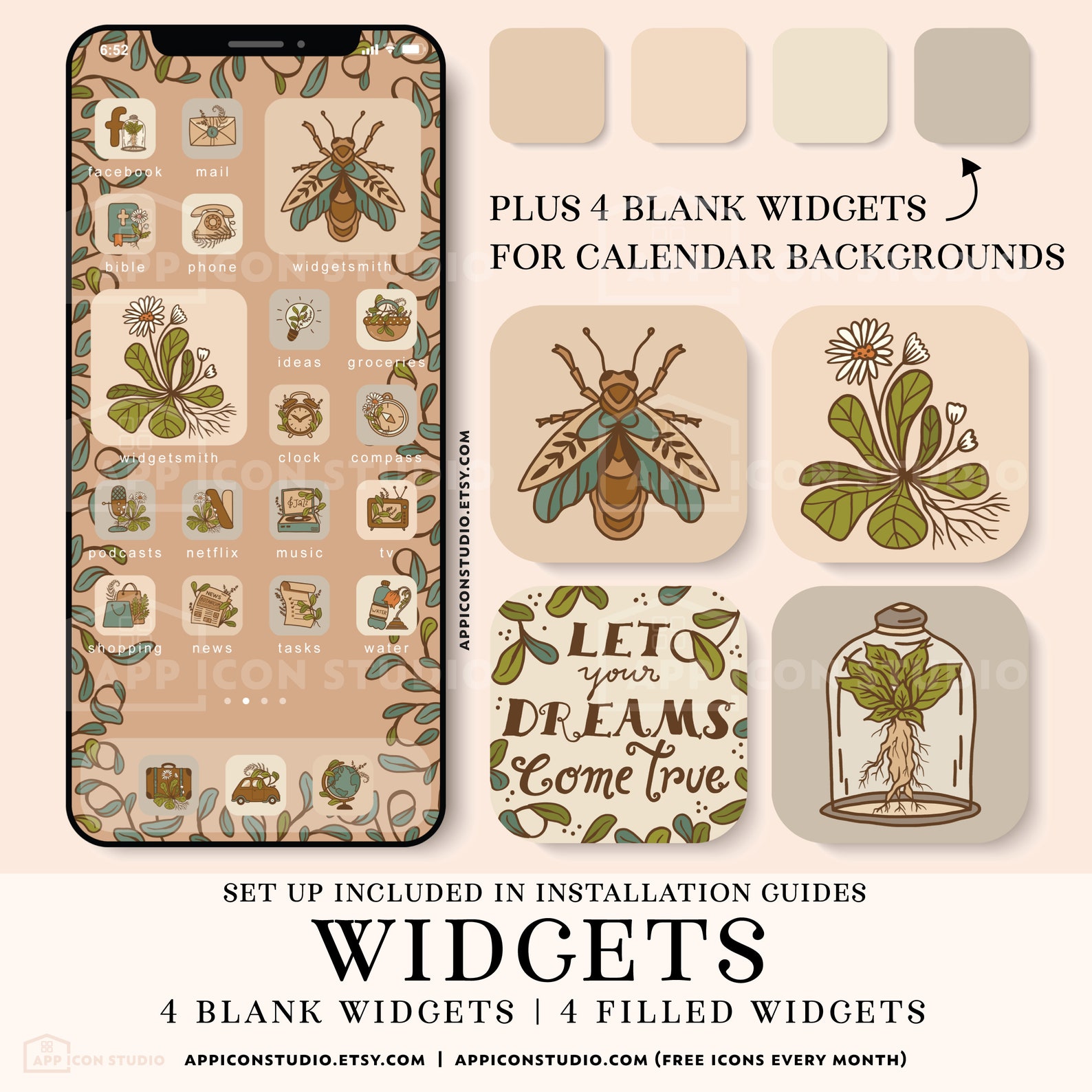 Ios 14 Theme Cottagecore Icons Ios App Icon Green iPhone Android ...