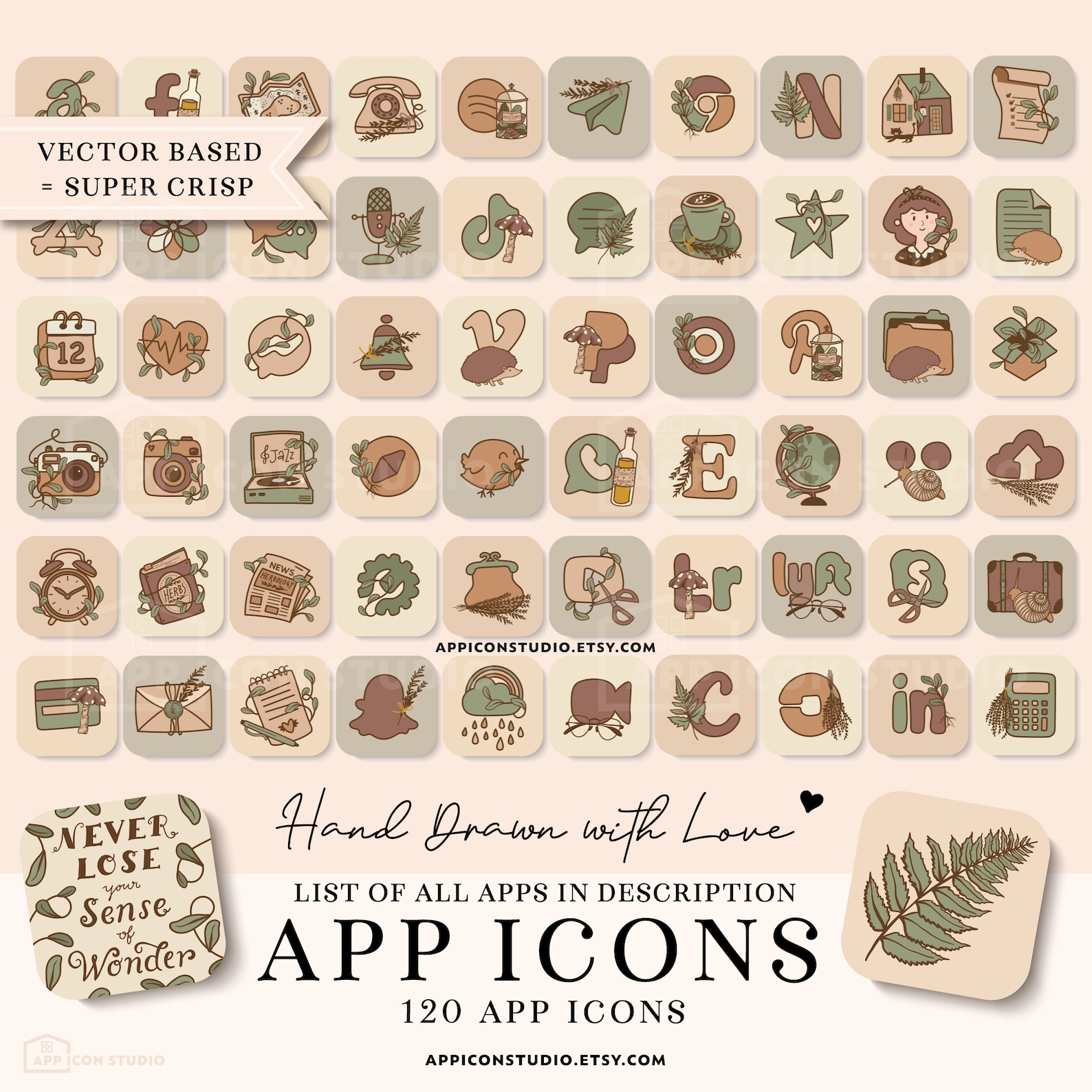 Ios 14 Icons Green Cottagecore Ios App Icons Mushroom Iphone - Etsy