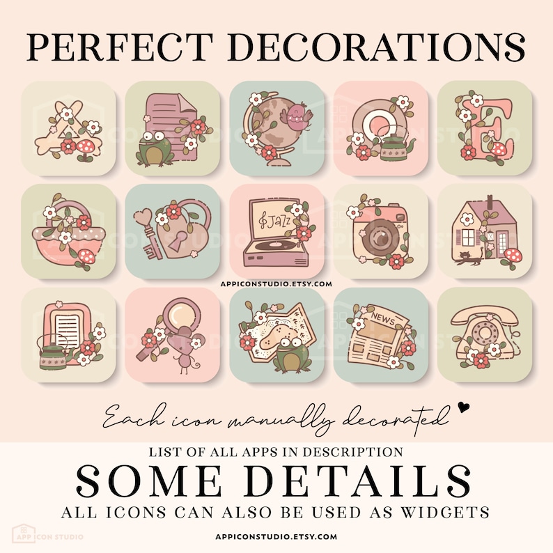 Ios 14 Ae Theme Cottagecore Icon Widget Bundle for iPhone iPad Android ...