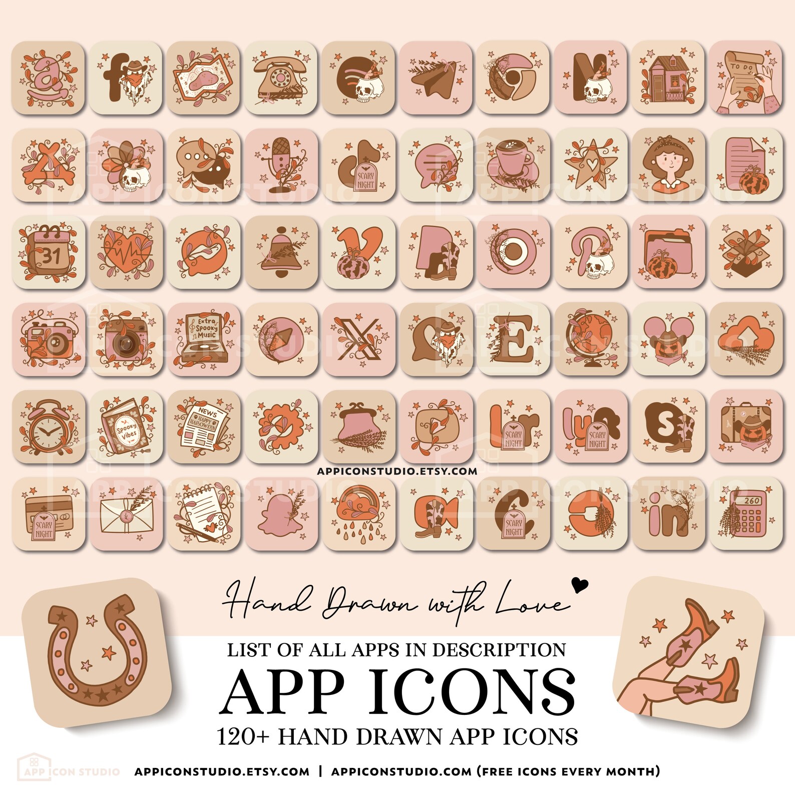 Western Icons Halloween Cute Ghosts App Icons for Ios 14 Halloween Fall ...