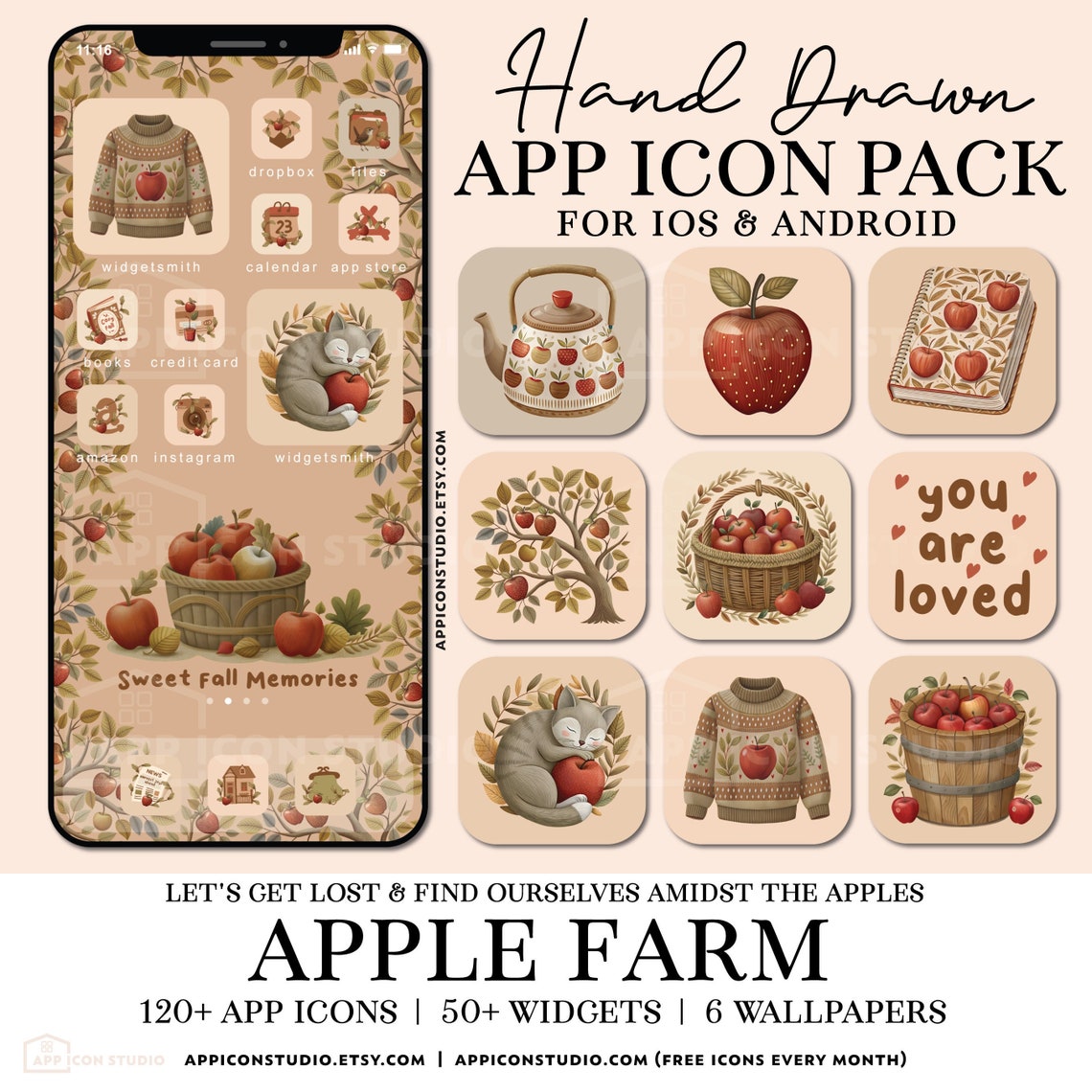 Apple App Icons Fall Farmhouse Cute Ios Icons Pack Fall Farm Phone ...