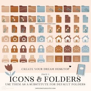 Desktop Organizer and Folder Icons for Coffee Lovers, MacBook Folder ...