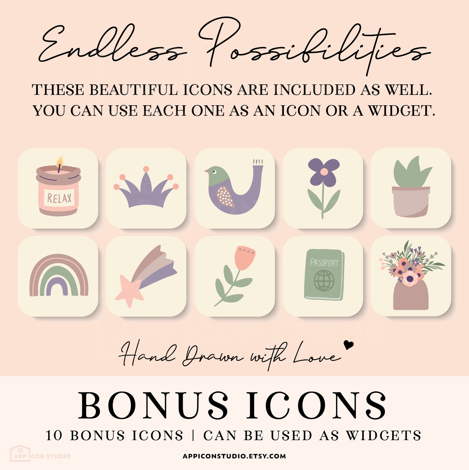 Spring App Icons Ios14 Aesthetic App Icons Handdrawn App - Etsy Canada