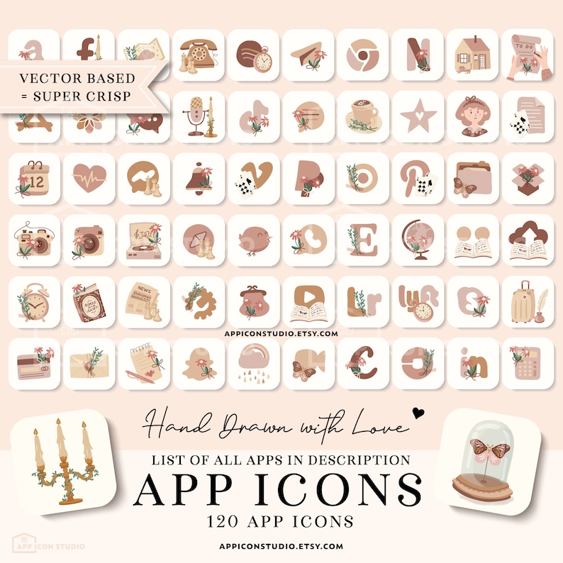 Light Academia Aesthetic IOS 14 Icons Pack Beige Academia Ios - Etsy