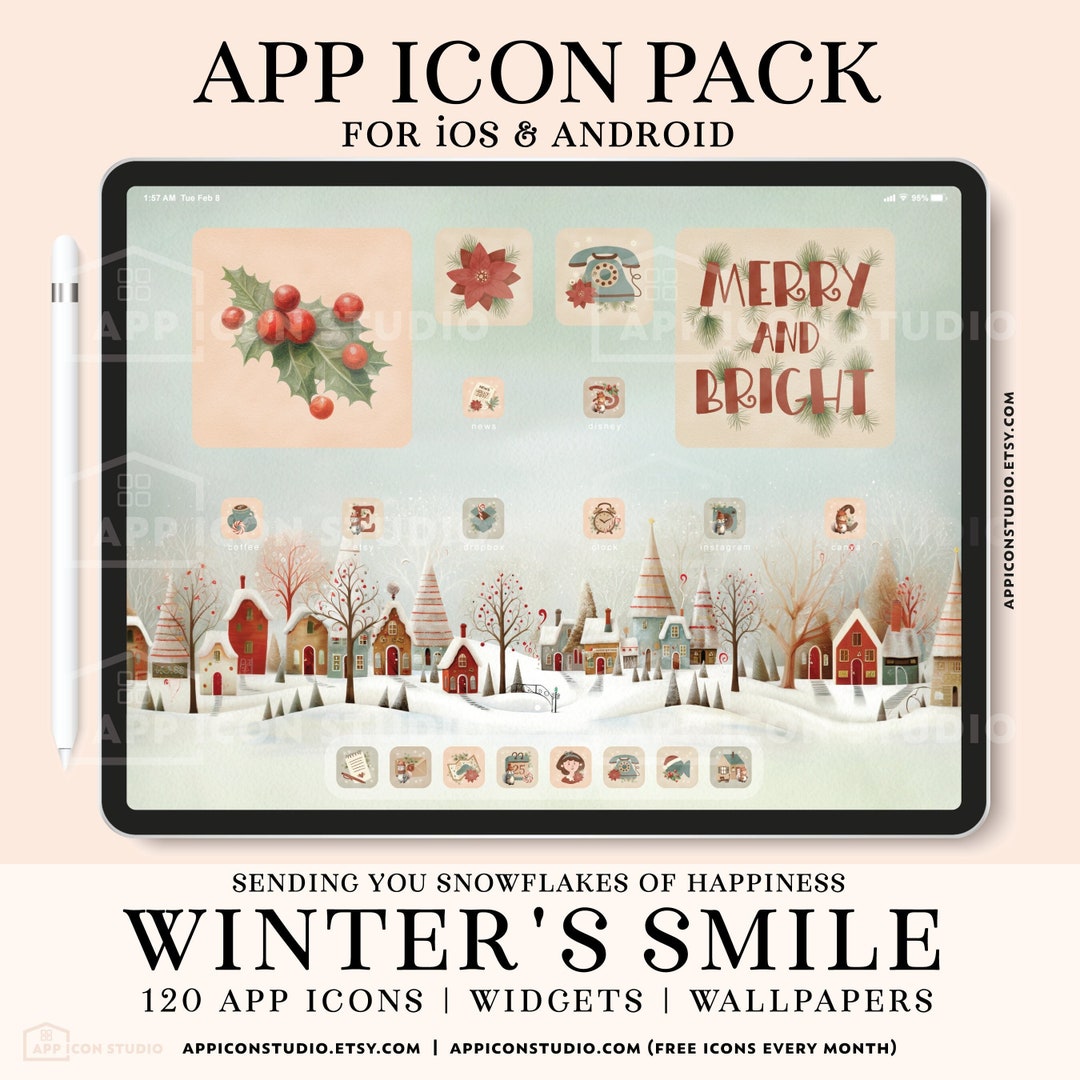 IPad Icons Pack Cute Winter Widgets Wallpapers Snowy Festive Theme for ...