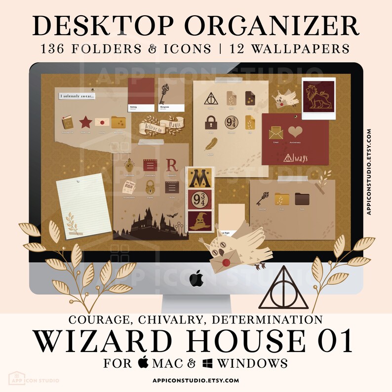 Functional Mac Wallpaper, Mac Folder Icon Bundle Wizard Desktop ...