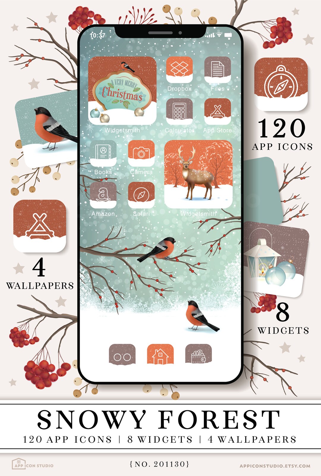 App Icons Winter Aesthetic iPhone Theme Christmas Icon Pack Phone ...