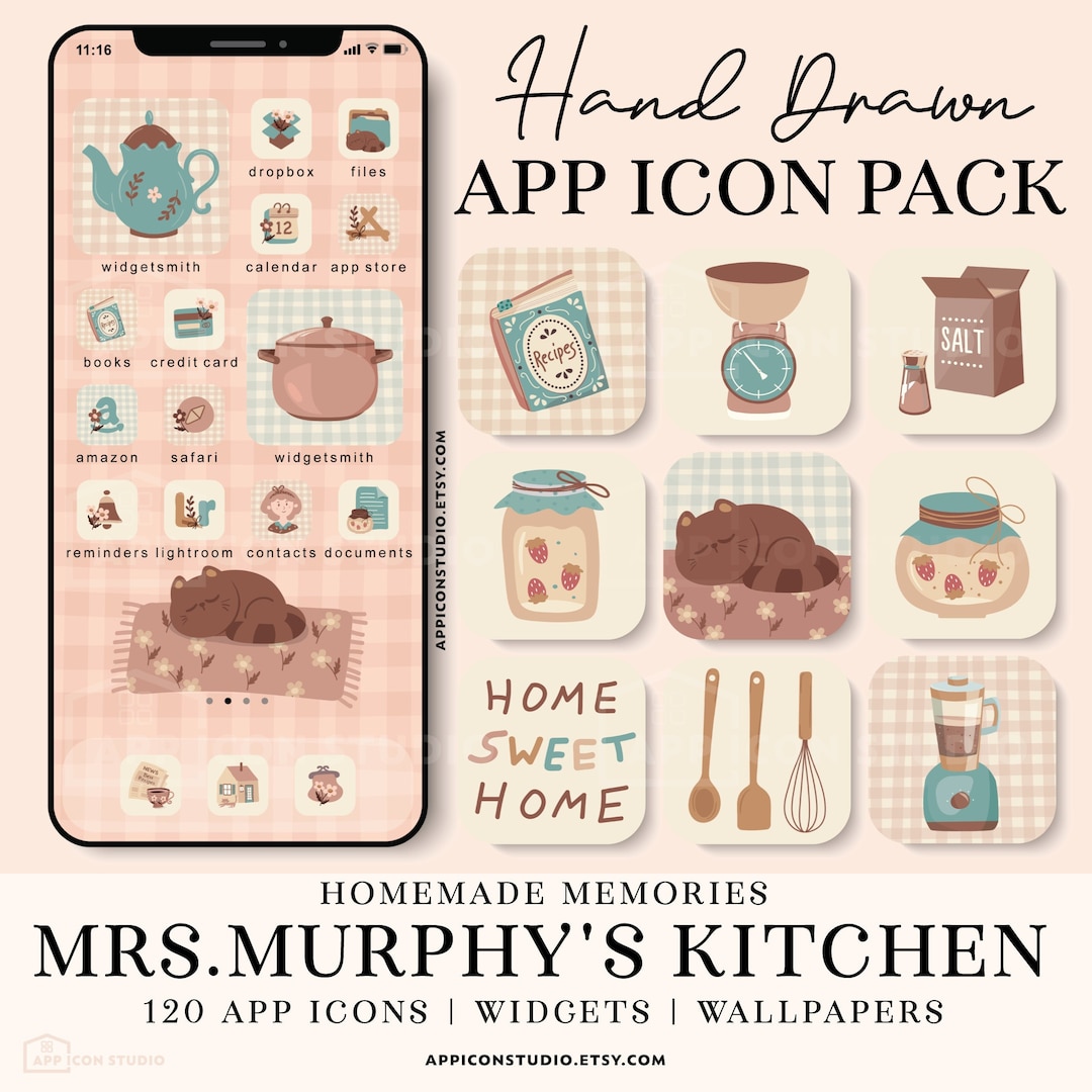 Widgets Vintage Kitchencore Aesthetic App Icons, Kitchen Ios Icons ...