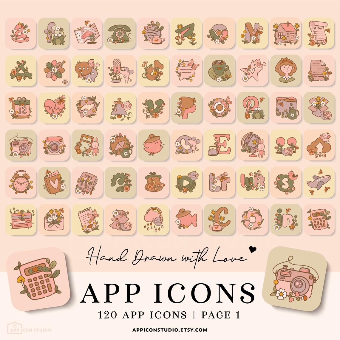 Cottagecore Aesthetic App Icons iOS Icons iPhone Icons | Etsy