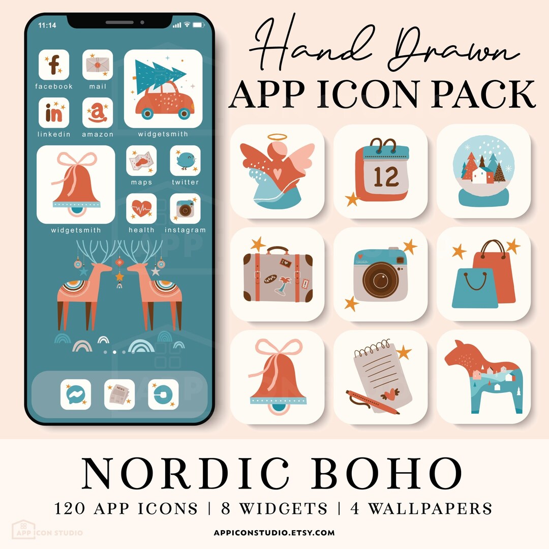 App Icons Winter Ios App Icon Pack Christmas Boho iPhone Wallpaper ...