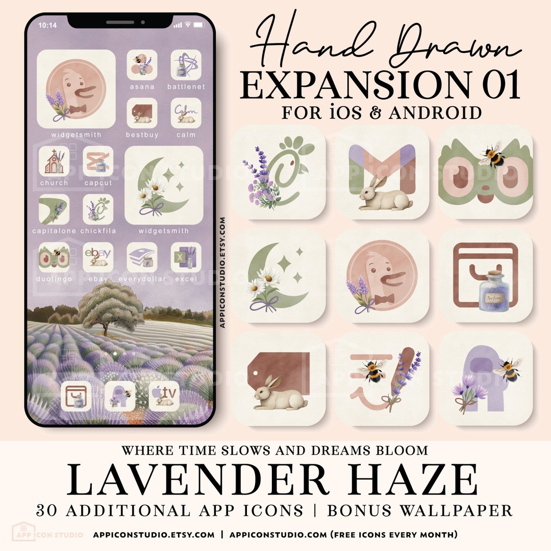 Purple App Icons, iPhone Icon Pack, Lavender Ios Icon Theme, Spring ...