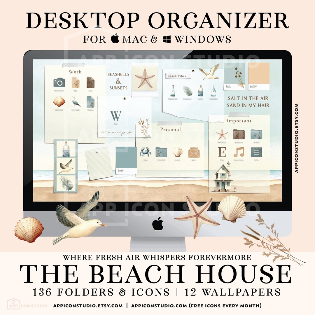 Desktop Organizer Wallpaper and Folder Icon Set Beach, Summer Mac ...