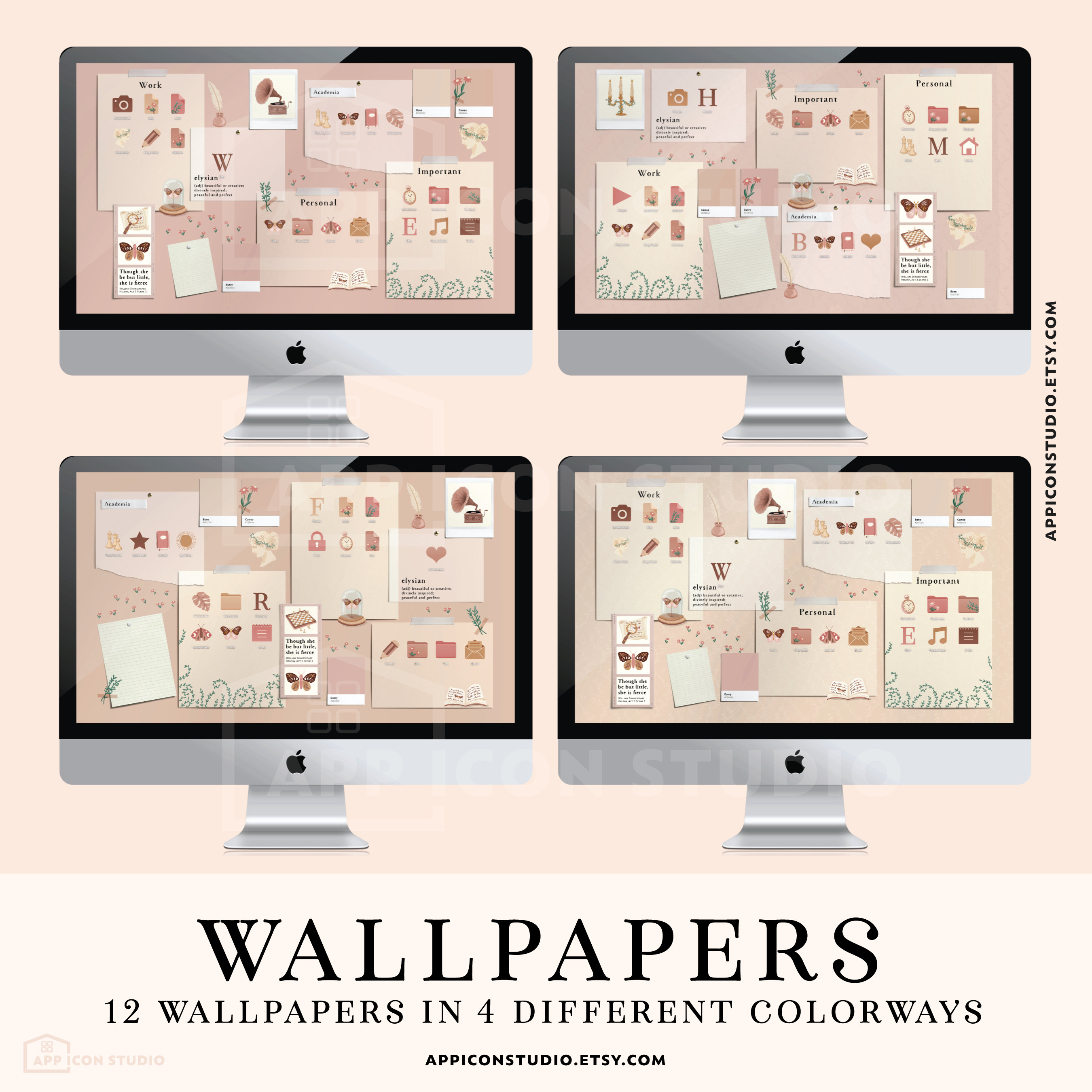 Mac Desktop Organizer Academia Wallpapers Icons and Folders - Etsy