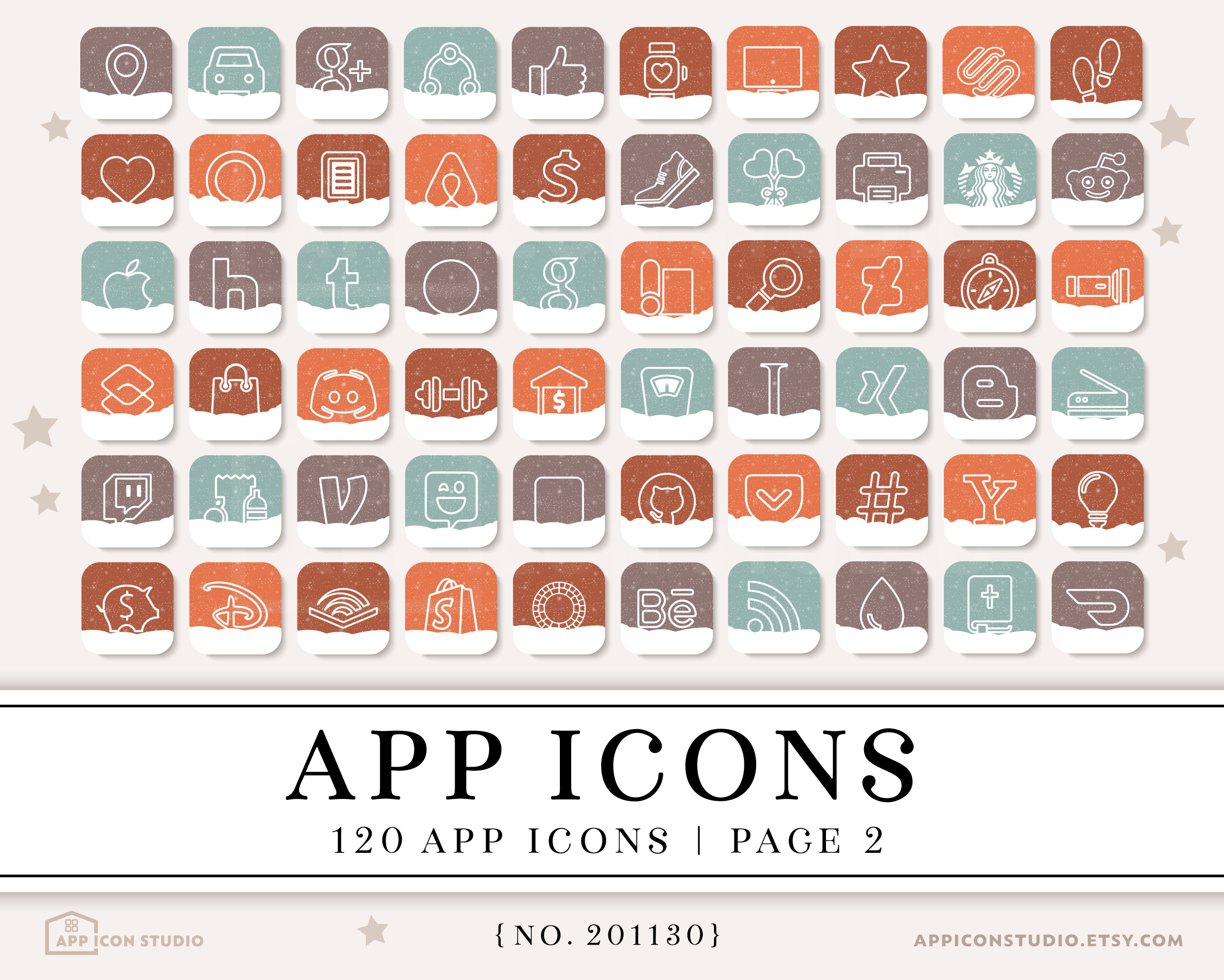 Christmas Ios Icons Ios 14 App Covers Winter Aesthetic Snow - Etsy