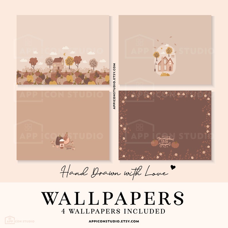 Ios 14 Aesthetic Fall iPad App Icon Pack for Thanksgiving Pumpkin Spice ...